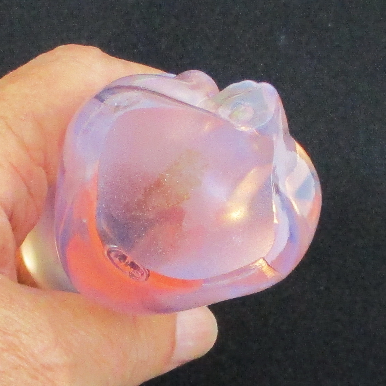 Fenton Pink Opalescent Carnival Glass BEAR #5151 Figurine / Paperweight ...