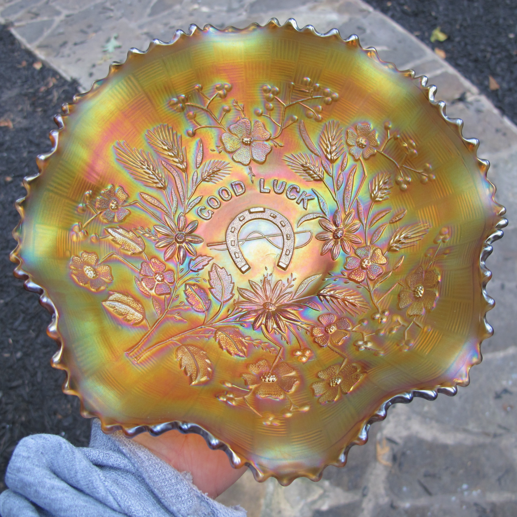 Antique Northwood Horehound Good Luck Carnival Glass Bowl – Carnival Glass