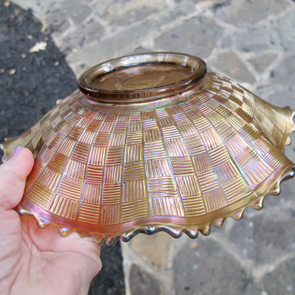 Antique Northwood Horehound Good Luck Carnival Glass Bowl – Carnival Glass