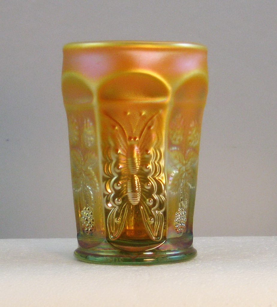 Levay Fenton Aqua Opal Butterfly & Berry Carnival Glass Cupped Top ...