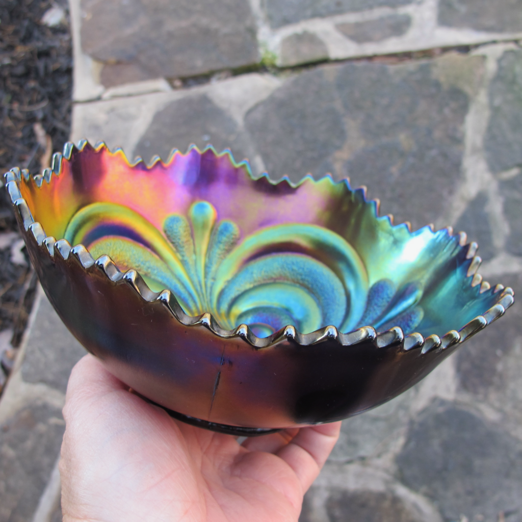 Antique Imperial Scroll Embossed Amethyst Purple Carnival Glass Bowl ...