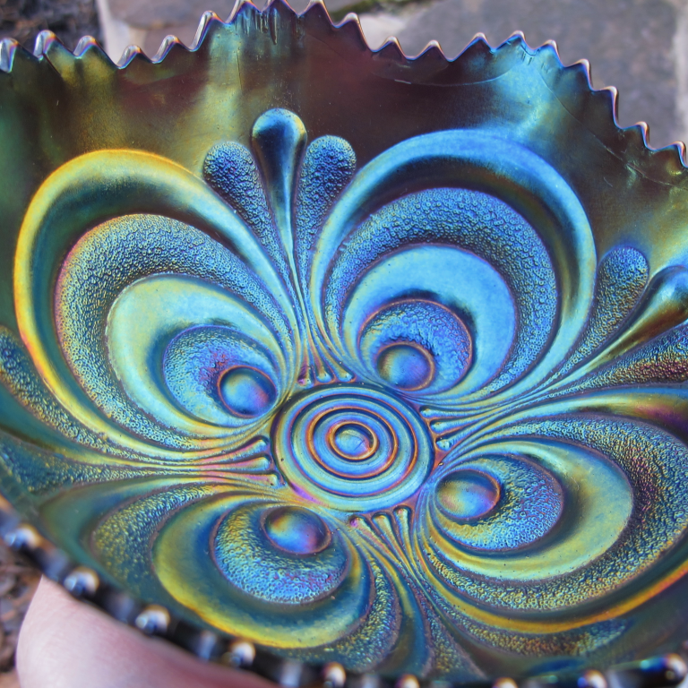 Antique Imperial Scroll Embossed Amethyst Purple Carnival Glass Bowl ...