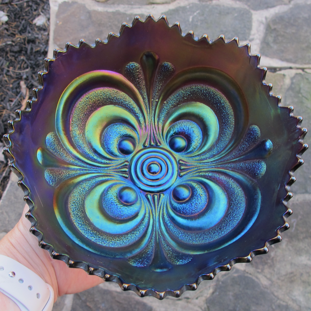 Antique Imperial Scroll Embossed Amethyst Purple Carnival Glass Bowl ...