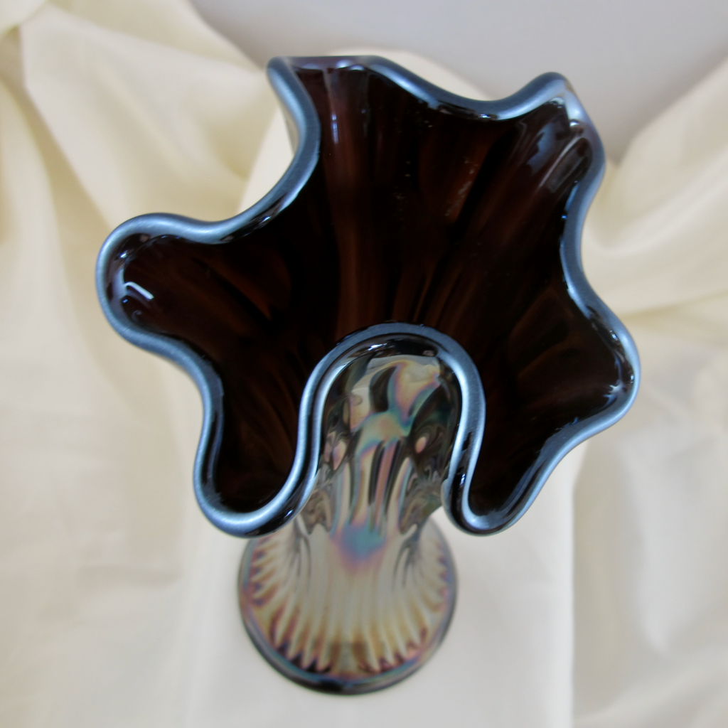 Fenton Amethyst Diamond Rib Carnival Glass Iridescent Vase 1970s ...