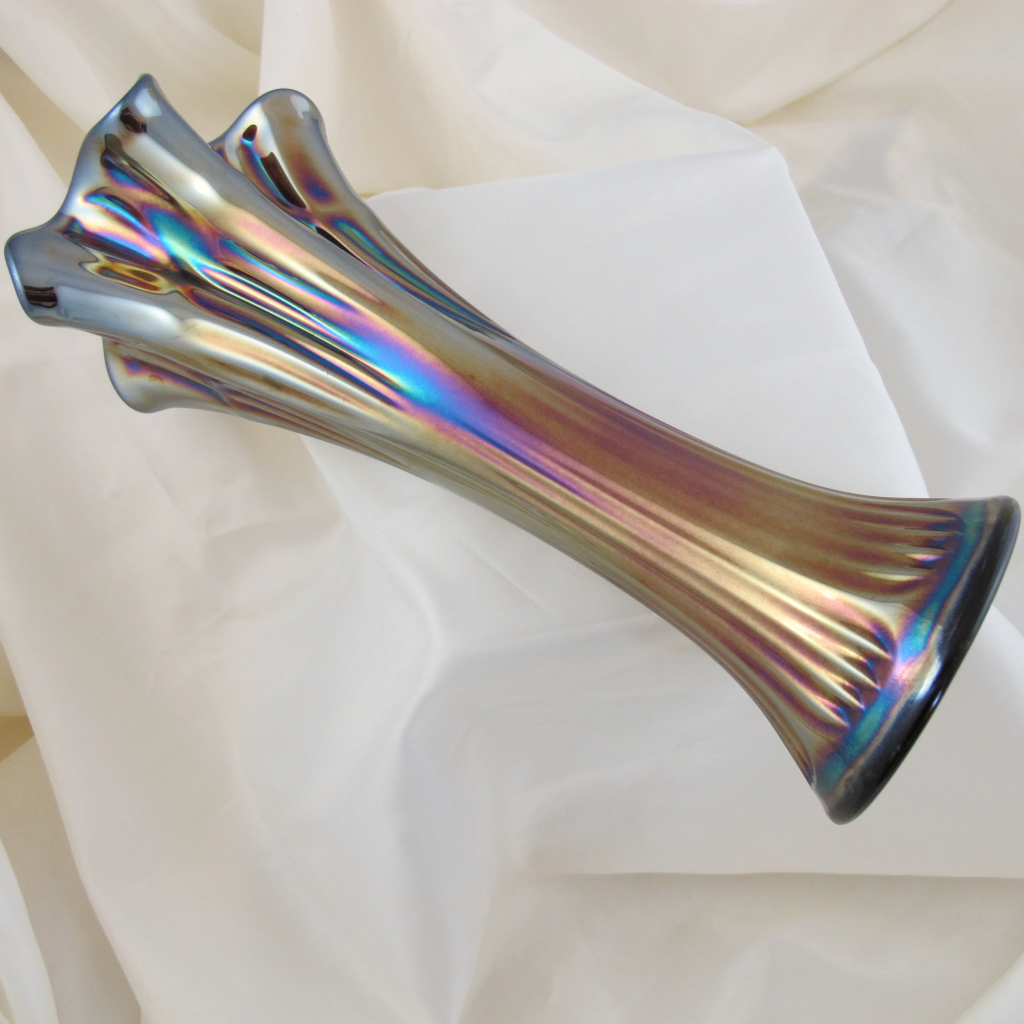 Fenton Amethyst Diamond Rib Carnival Glass Iridescent Vase 1970s ...