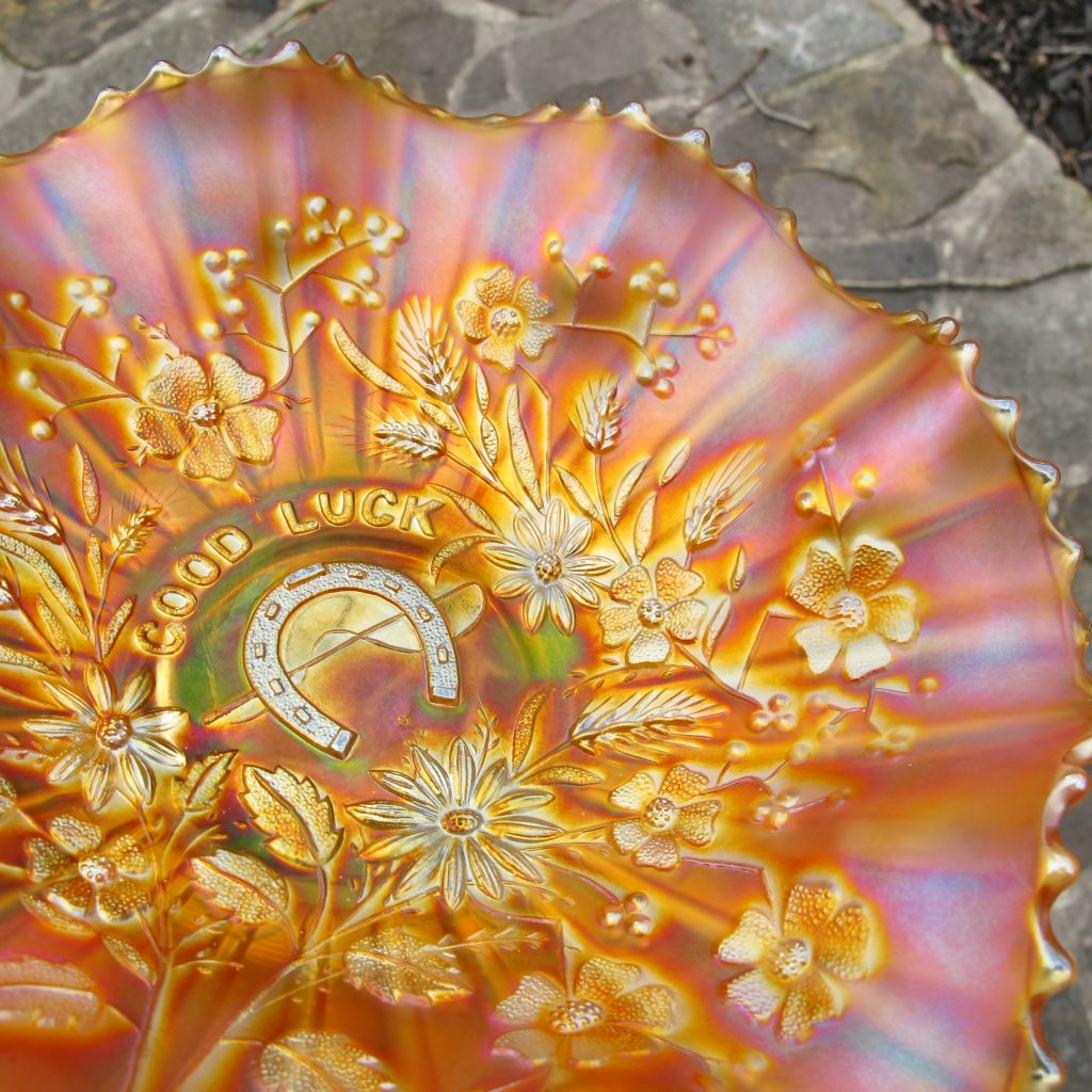 Antique Northwood Marigold Good Luck Carnival Glass Bowl – Carnival Glass