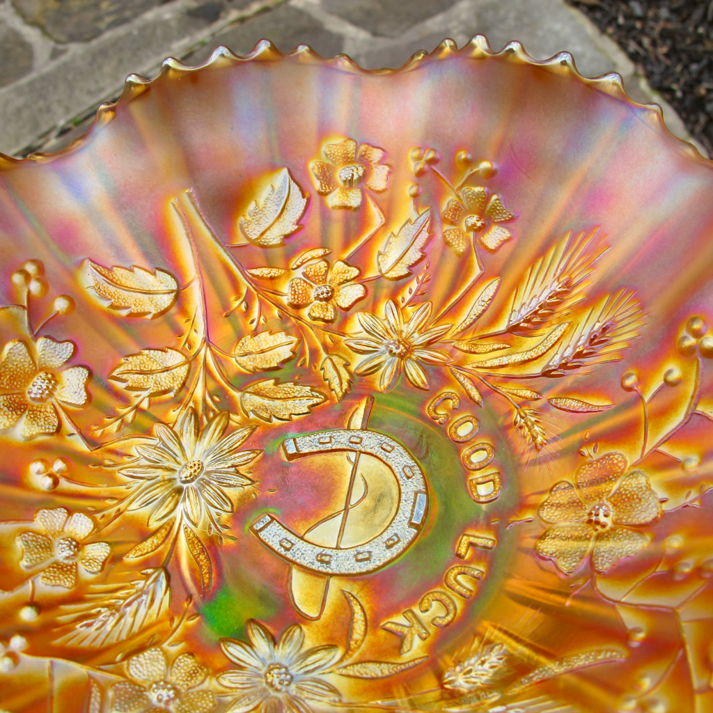 Antique Northwood Marigold Good Luck Carnival Glass Bowl – Carnival Glass