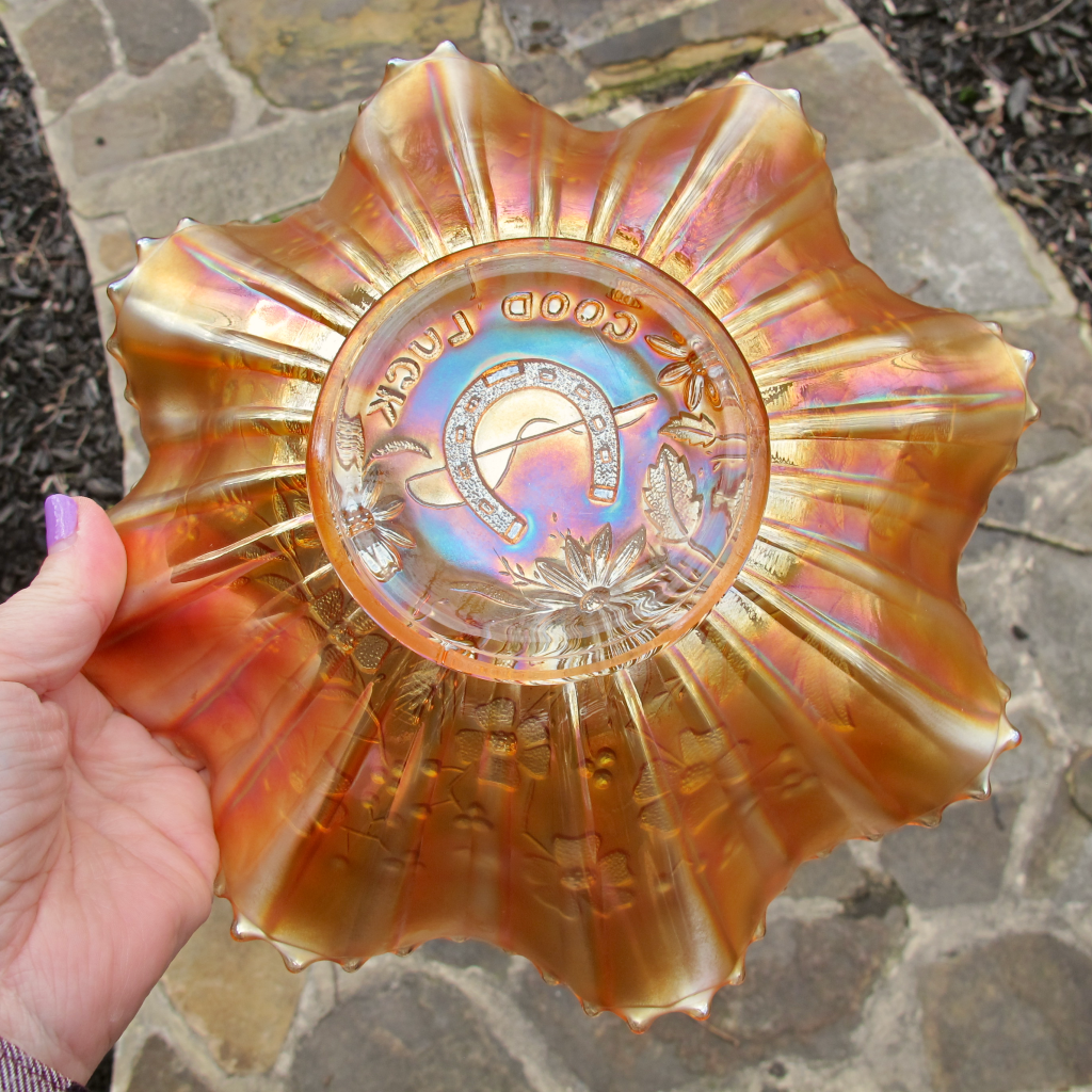 Antique Northwood Marigold Good Luck Carnival Glass Bowl – Carnival Glass