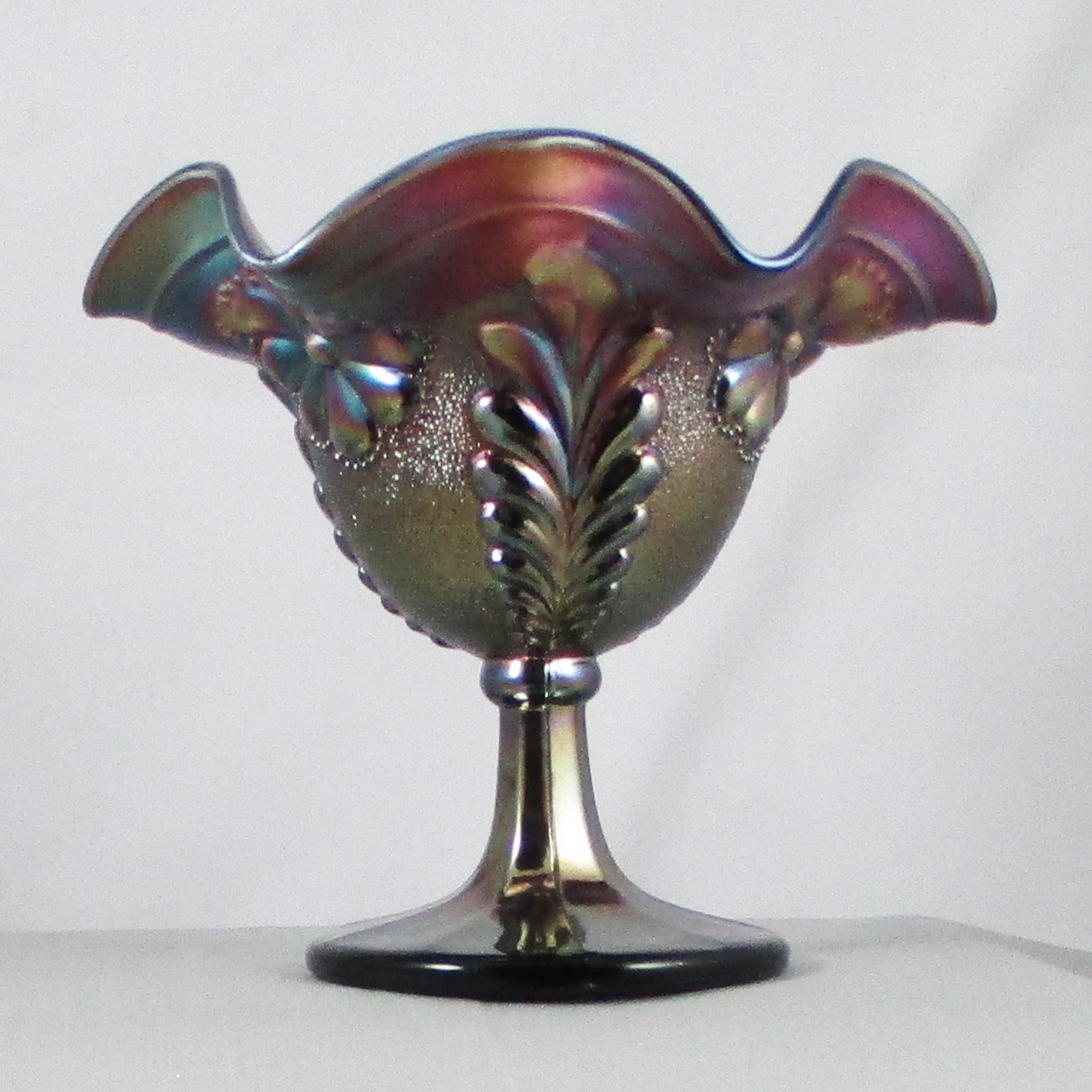 Antique Northwood Daisy & Plume Amethyst Carnival Glass Compote ...