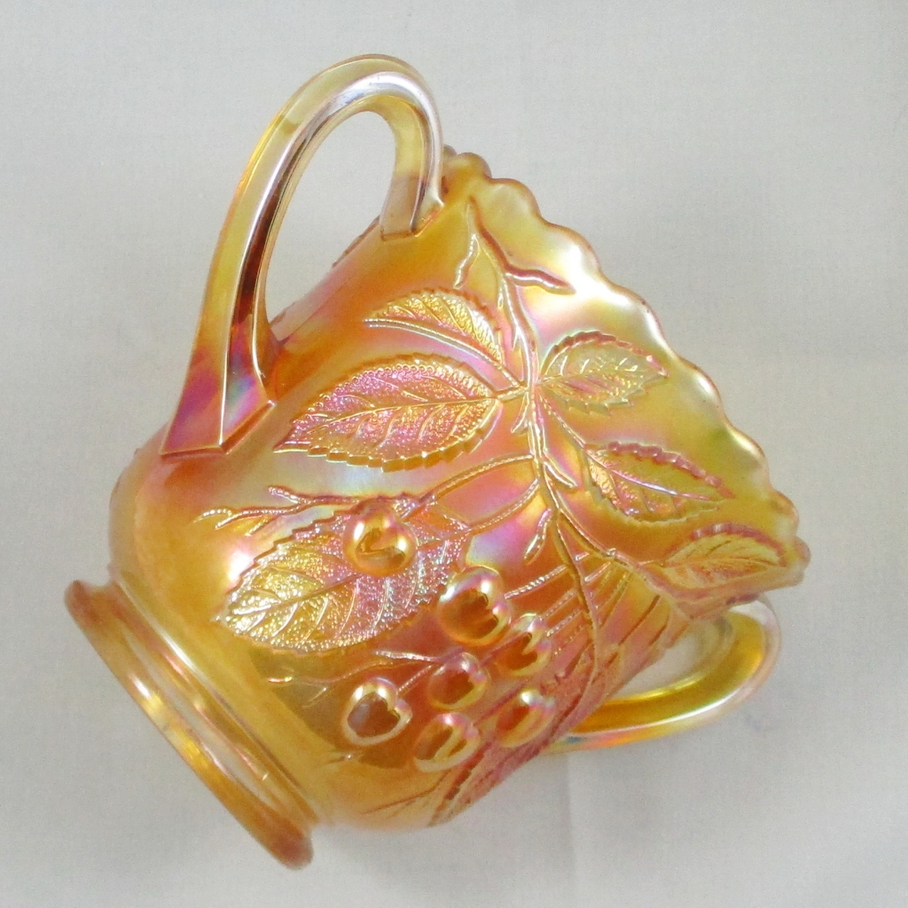 Antique Millersburg Hanging Cherries Marigold Carnival Glass Spooner ...