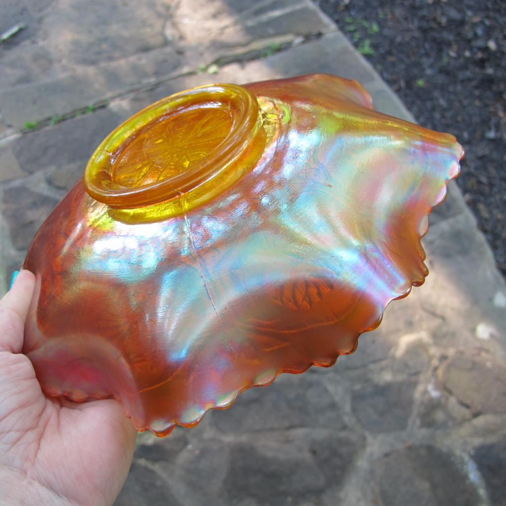 Antique Fenton YELLOW Dragon & Lotus Carnival Glass Bowl – Carnival Glass