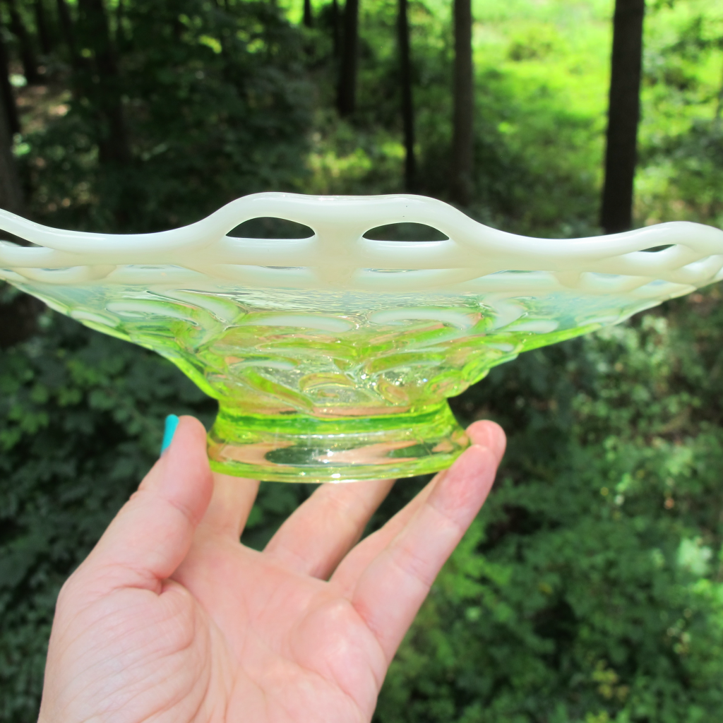 Antique Jefferson Vaseline Opal Coral Opalescent Glass Plate – Carnival ...