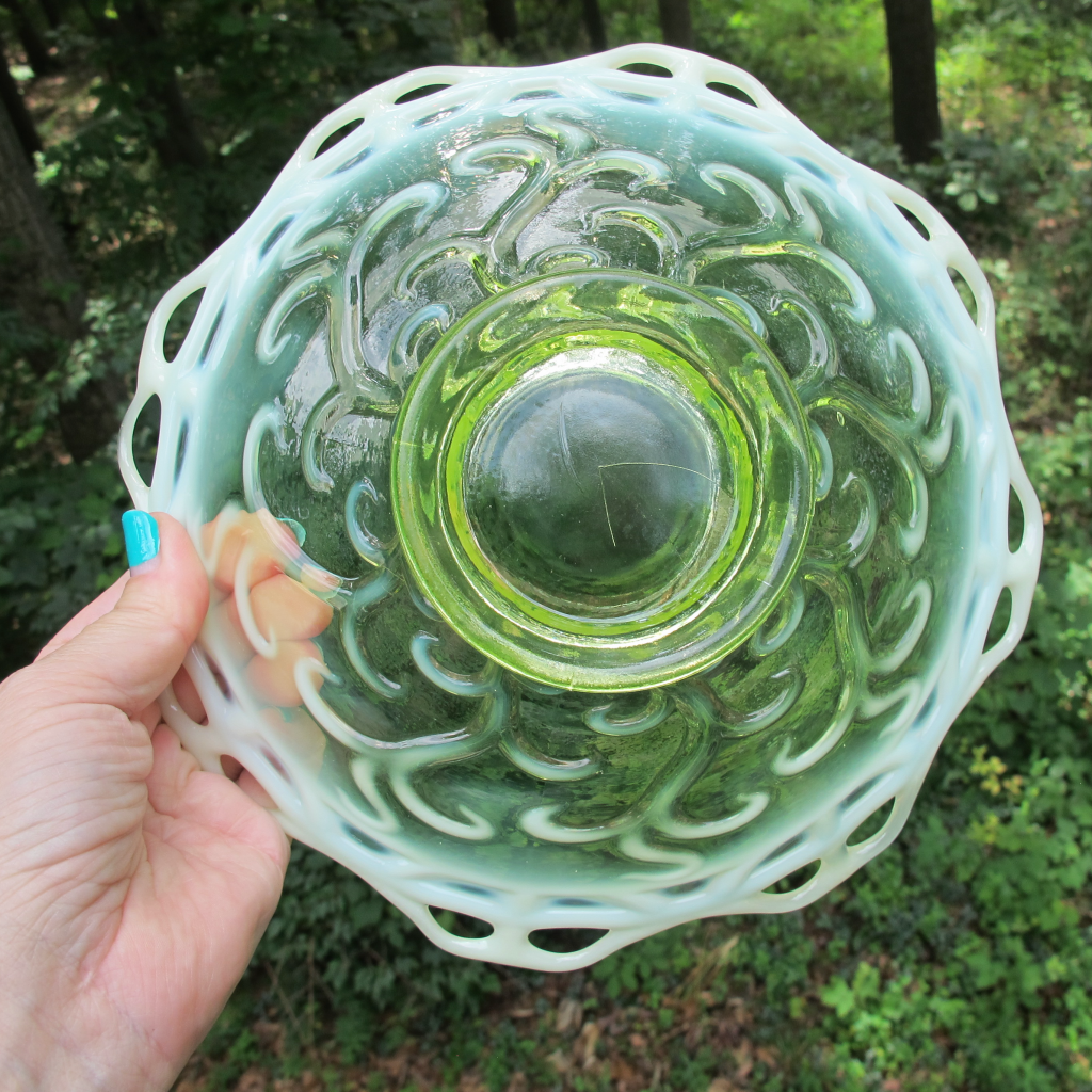 Antique Jefferson Vaseline Opal Coral Opalescent Glass Plate – Carnival ...