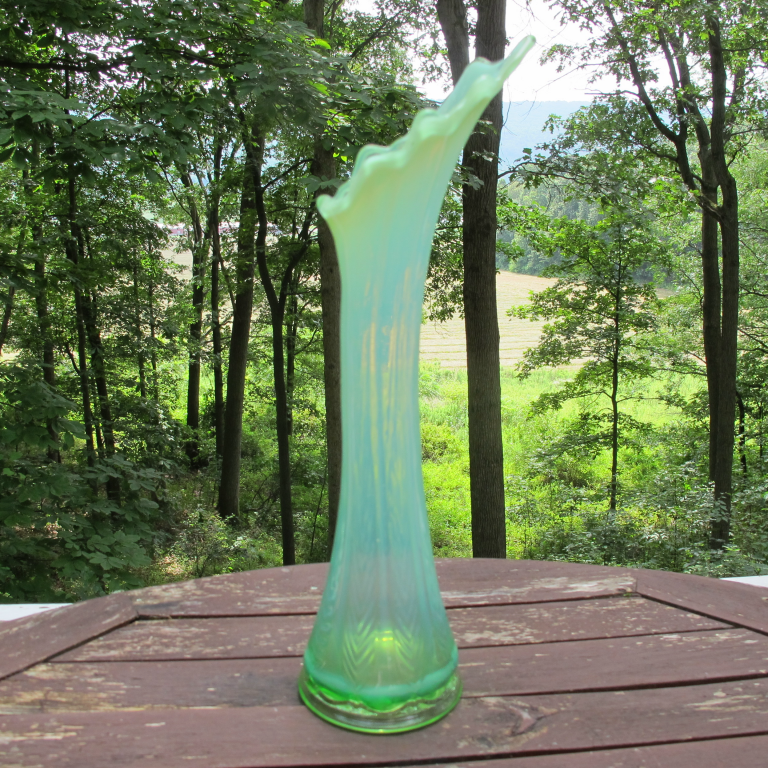 Antique Jefferson? Inverted Chevron Green Opalescent Glass Vase ...