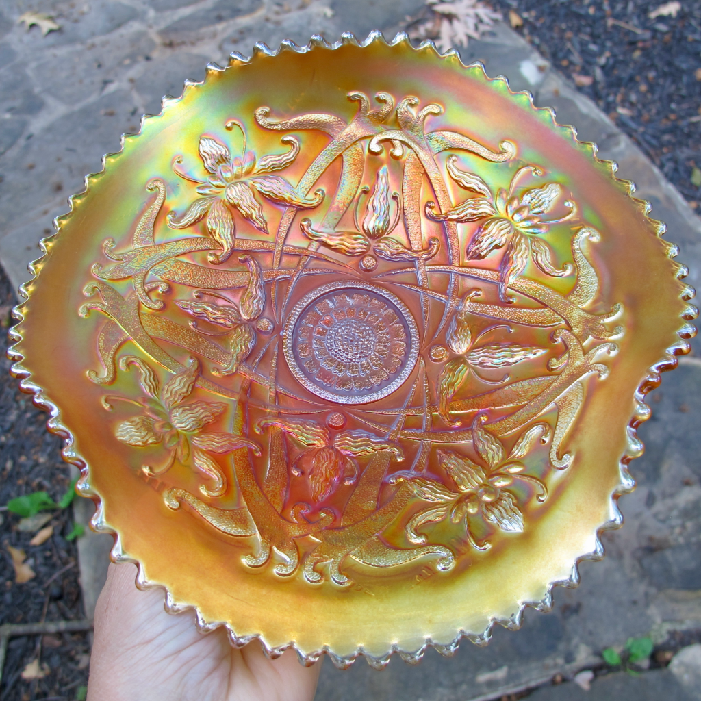 Antique Northwood Marigold Wishbone Carnival Glass Tri-Corner Plate ...