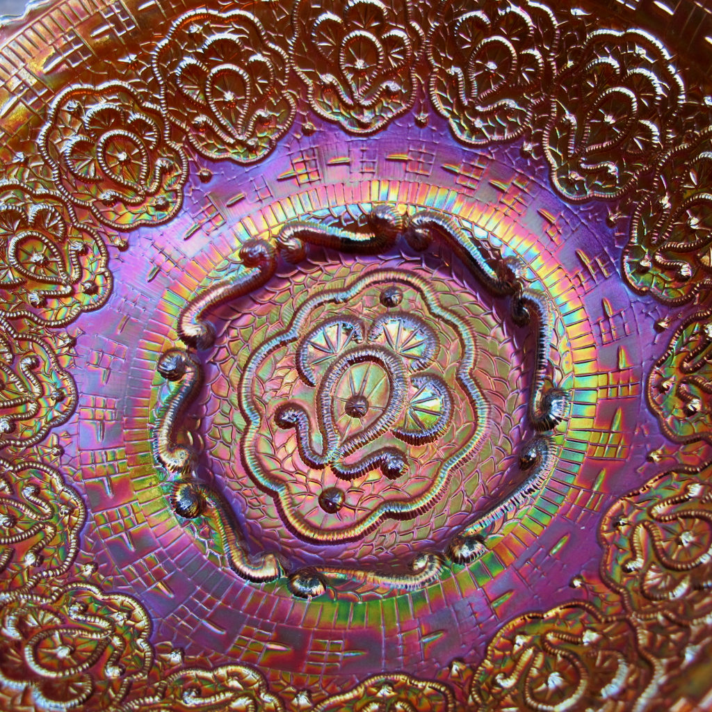 Antique Fenton Persian Medallion Amethyst Carnival Glass Flared Round ...