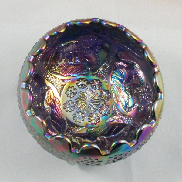 Fenton Lions Fenton's Flowers Blue Carnival Glass Rose Bowl – Carnival ...
