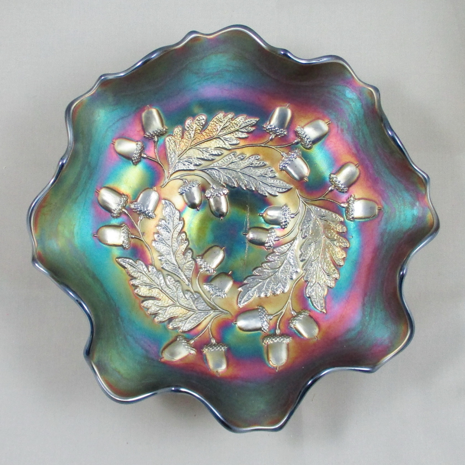 Antique Fenton Acorn Blue Carnival Glass Bowl – Carnival Glass