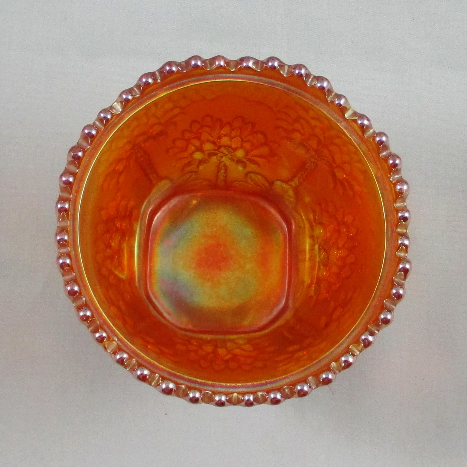 Antique Fenton Orange Tree Marigold Carnival Glass Sugar Bowl w Lid ...
