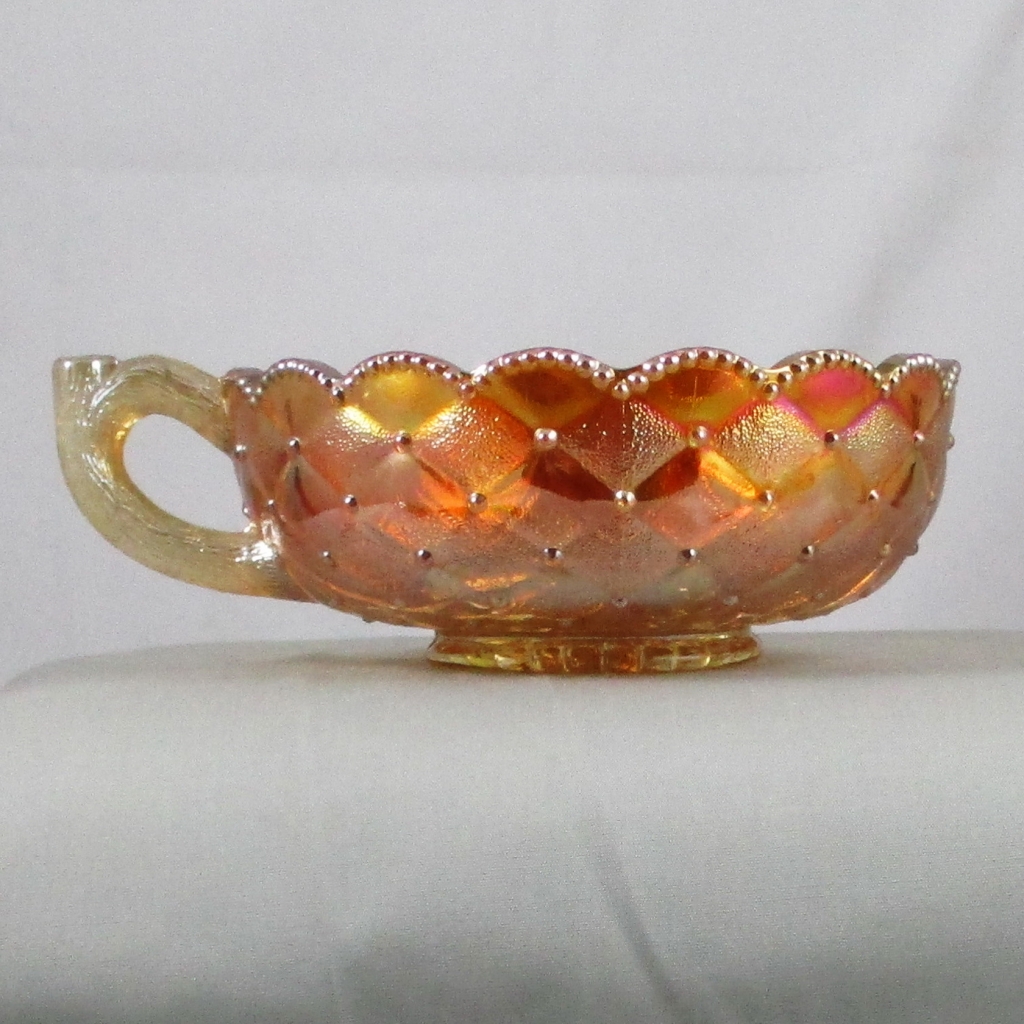 Antique Imperial Marigold Pansy Carnival Glass Handled Nappy – Carnival ...