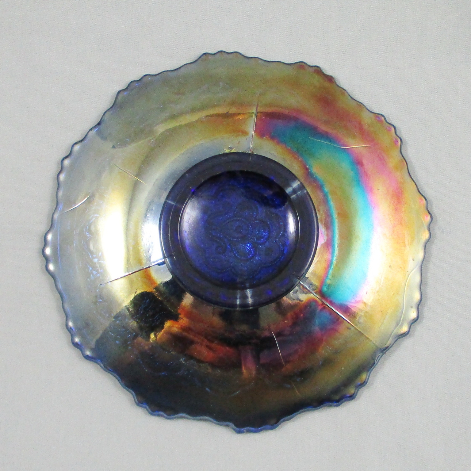 Antique Fenton Blue Persian Medallion Carnival Glass Small Plate ...