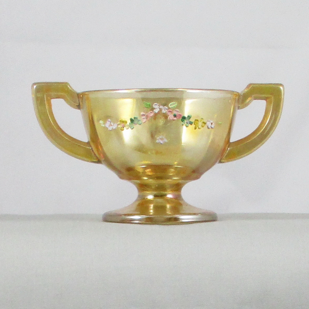 Antique Westmoreland Cairo aka Orphan Annie Hand Painted Marigold ...