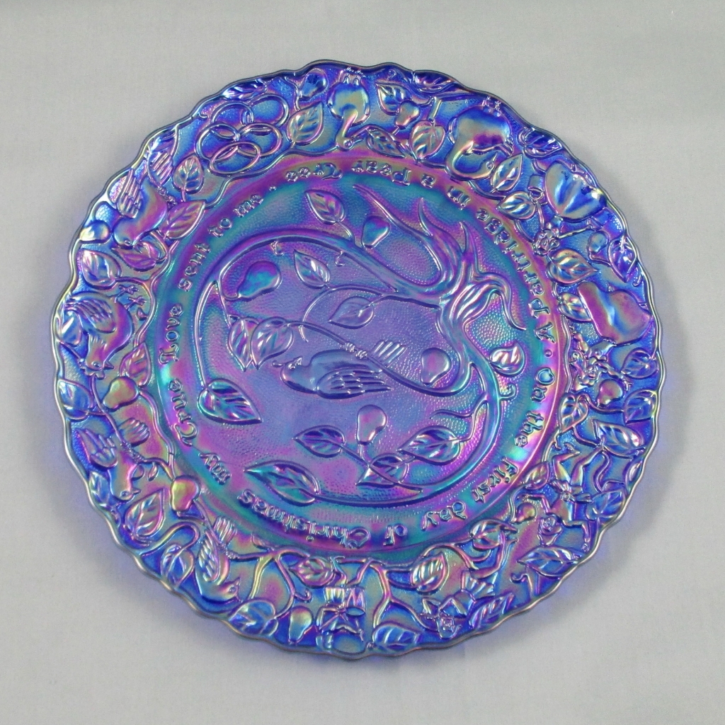 Imperial Blue 12 Days of Christmas Carnival Glass Plate #1 Partridge in ...