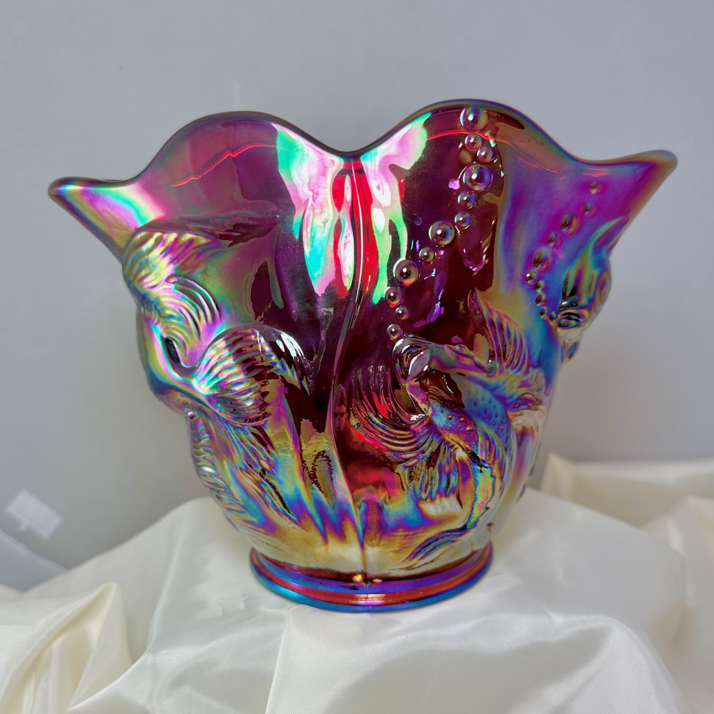 Fenton RED Atlantis Carnival Glass FAN Vase - WHIMSEY – Carnival Glass