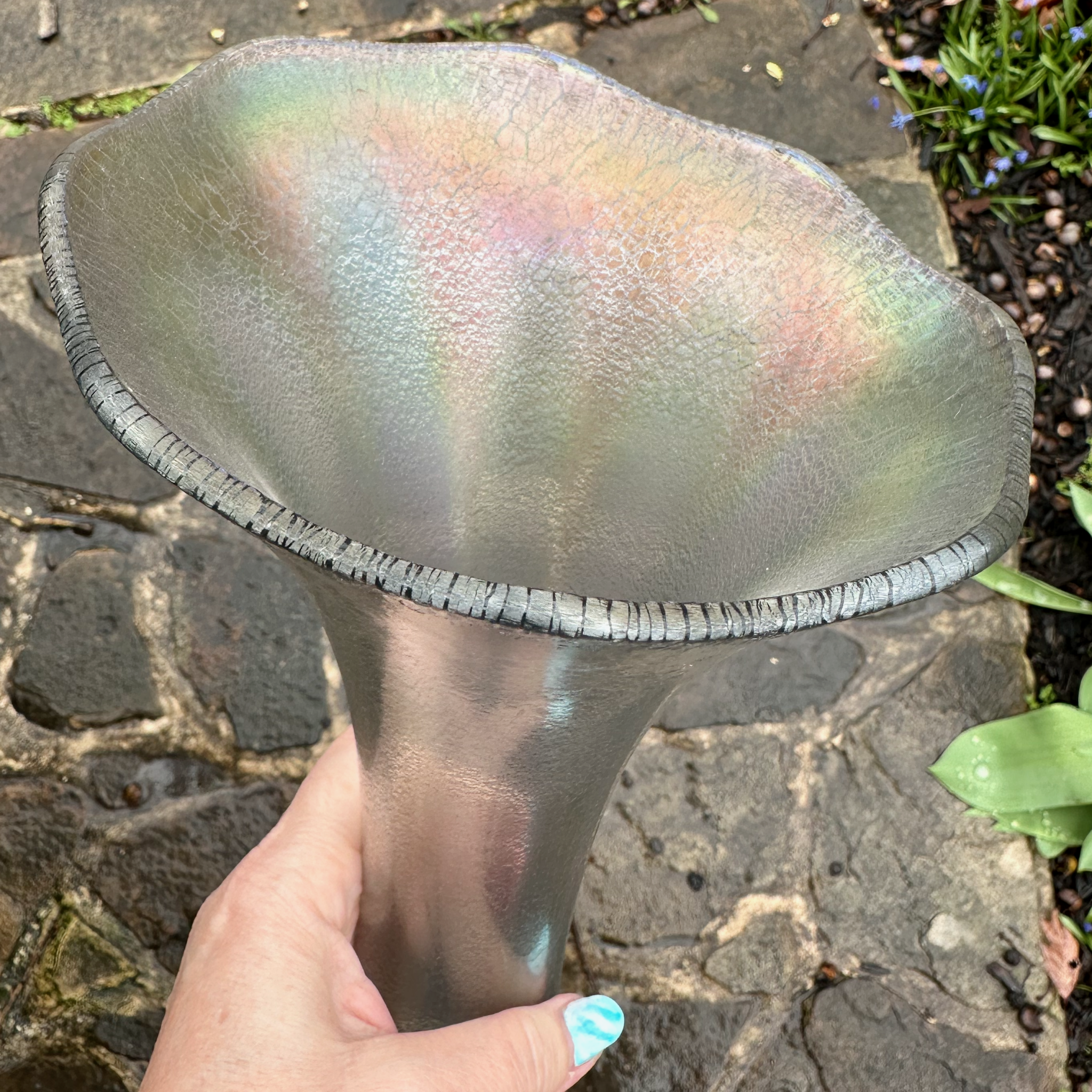 Antique Imperial Smooth Panels Smoke Ice Stretch Carnival Glass Vase ...