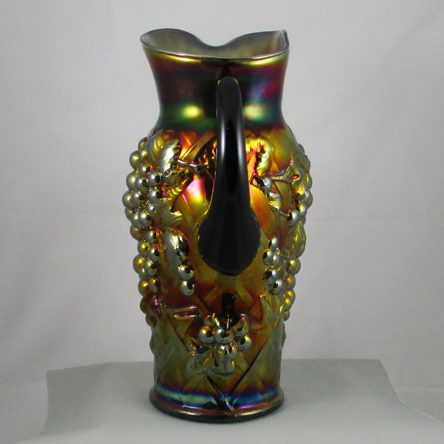 Antique Northwood Grape Arbor Amethyst Carnival Glass Tankard Pitcher ...
