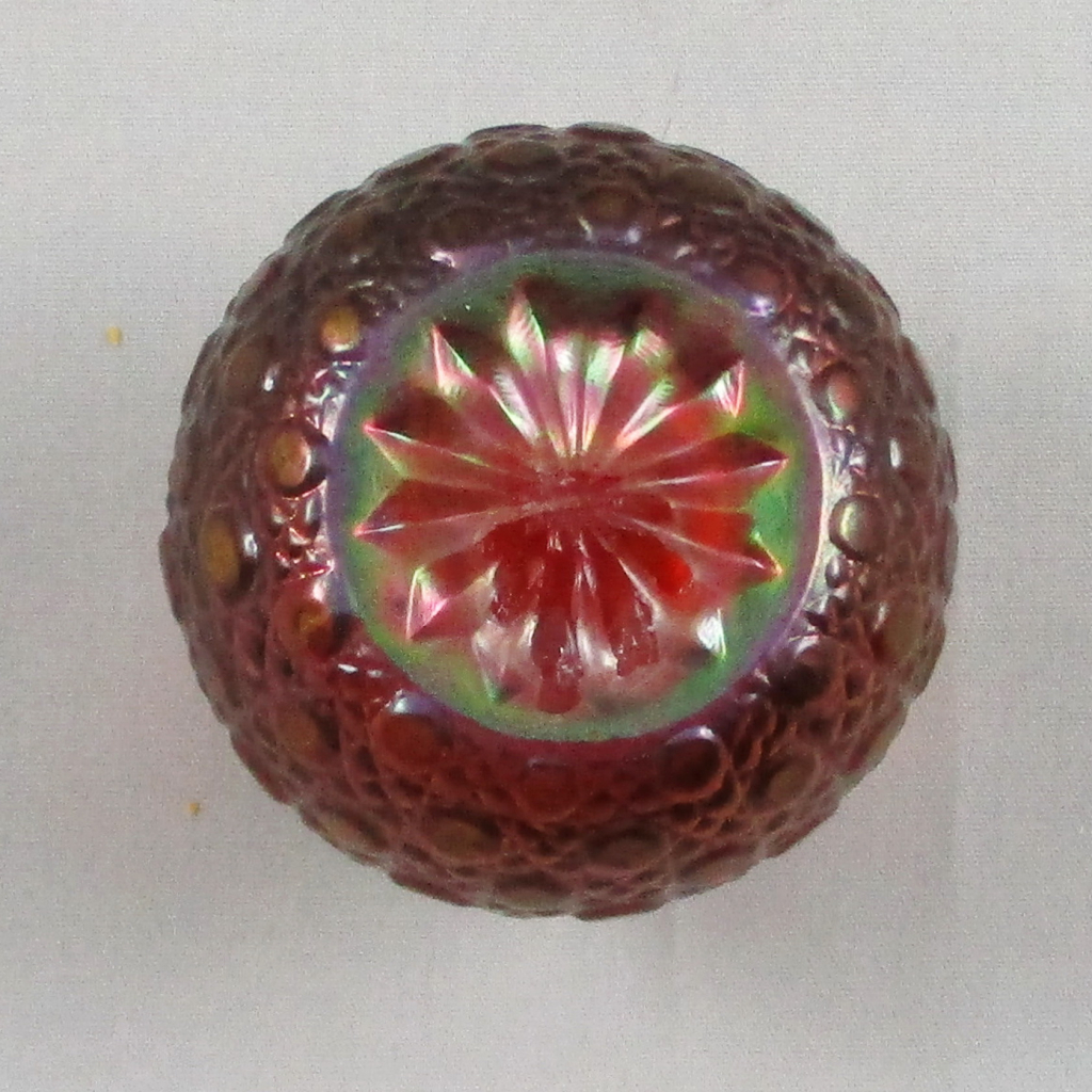 Hansen Red Daisy & Button Carnival Glass Toothpick Holder aka Fashion ...