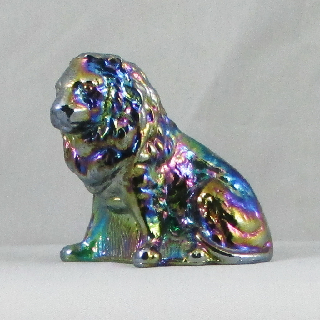 Mosser Green Carnival Glass Lion Figurine / Paperweight Animal ...