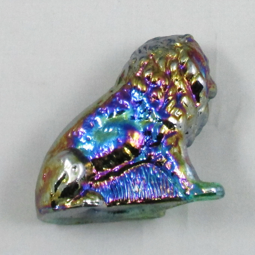 Mosser Green Carnival Glass Lion Figurine / Paperweight Animal ...