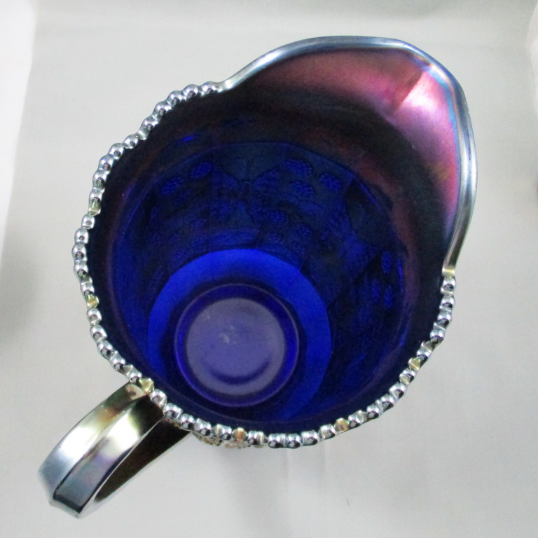 Antique Fenton Butterfly & Berry Blue Carnival Glass Water Pitcher ...