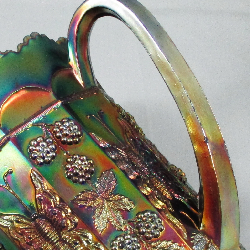 Antique Fenton Butterfly & Berry Blue Carnival Glass Water Pitcher ...