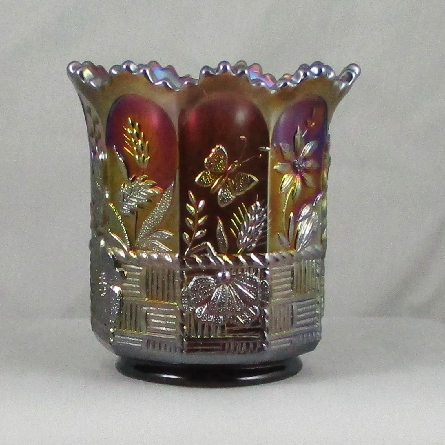 Antique Northwood Springtime Amethyst Carnival Glass Spooner – Carnival ...