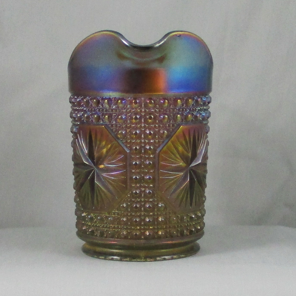 Antique Imperial Star Medallion Smoke Carnival Glass Milk Pitcher ...