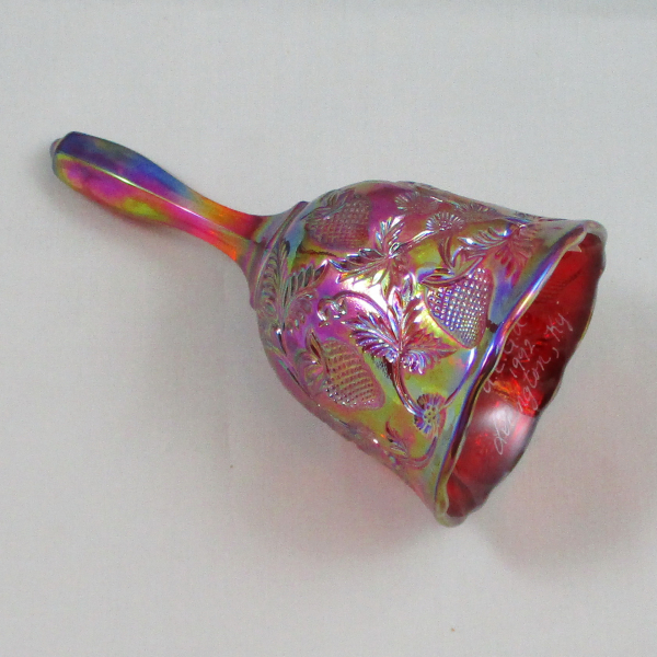 Fenton Red Inverted Strawberry Carnival Glass Hand Bell made for ACGA ...